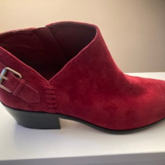 Vince Camuto | Shoes | Vince Camuto Cranberry Red Suede Ankle Boots ...
